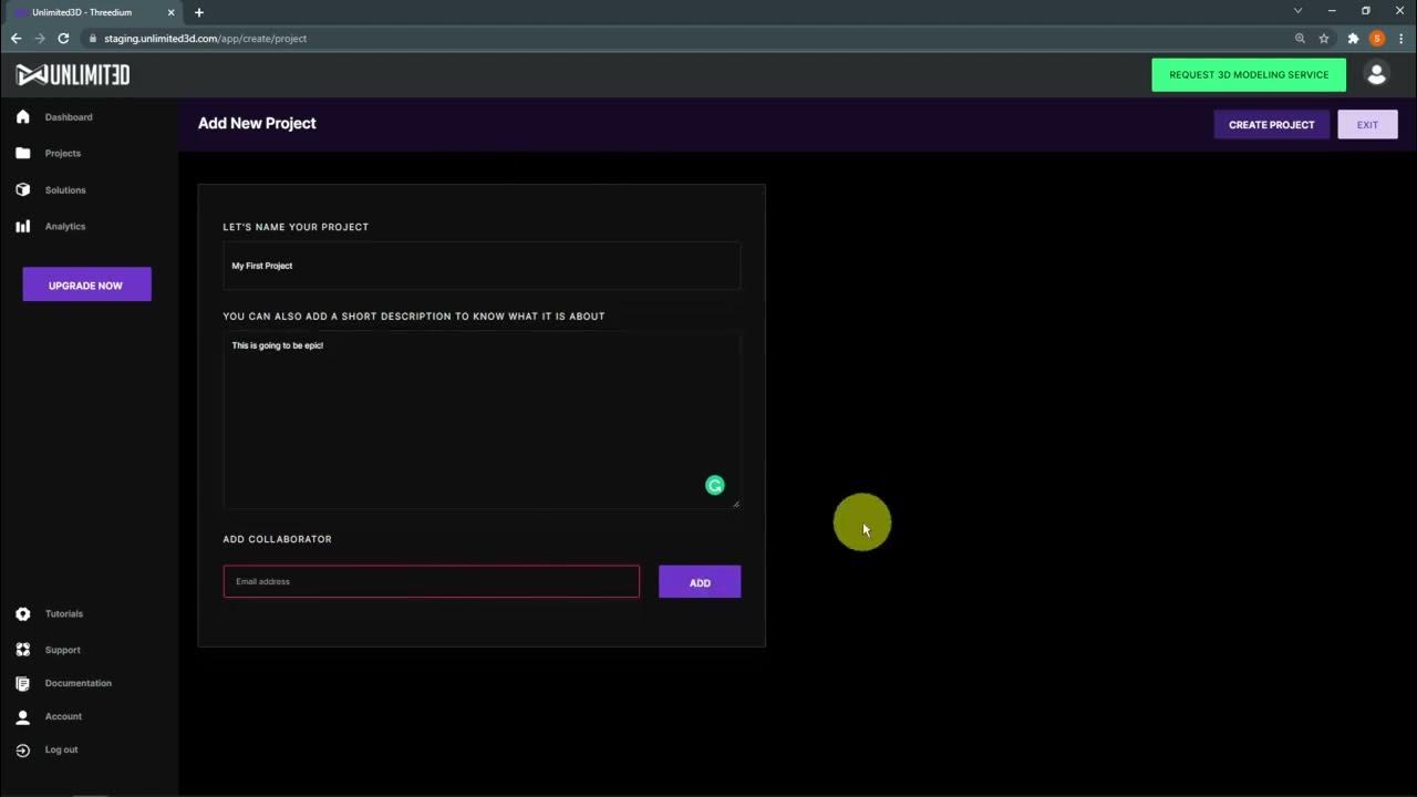 Creating Your First Project and Solution in Unlimited3D - YouTube