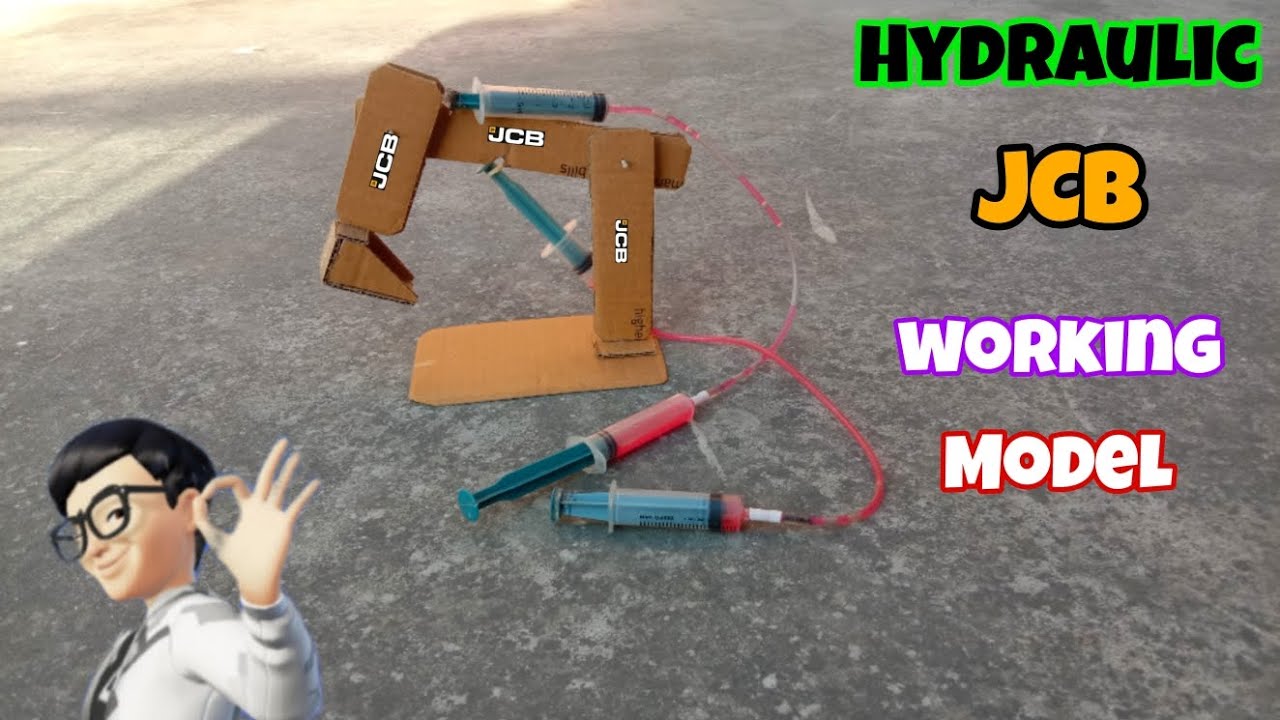 How To Make Hydraulic JCB From Cardboard 😀 science project - YouTube