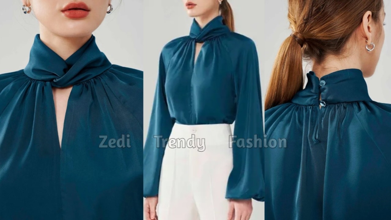 Raglan Style Top/ Shirt Cutting And Stitching/ Gathering Collar Neck ...