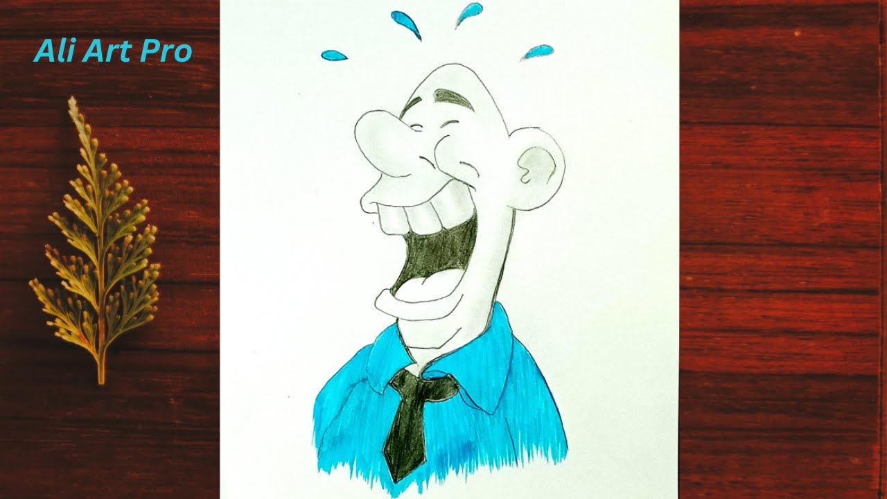 How to draw funny face || Pencil Sketch funny face with Happy Man ...