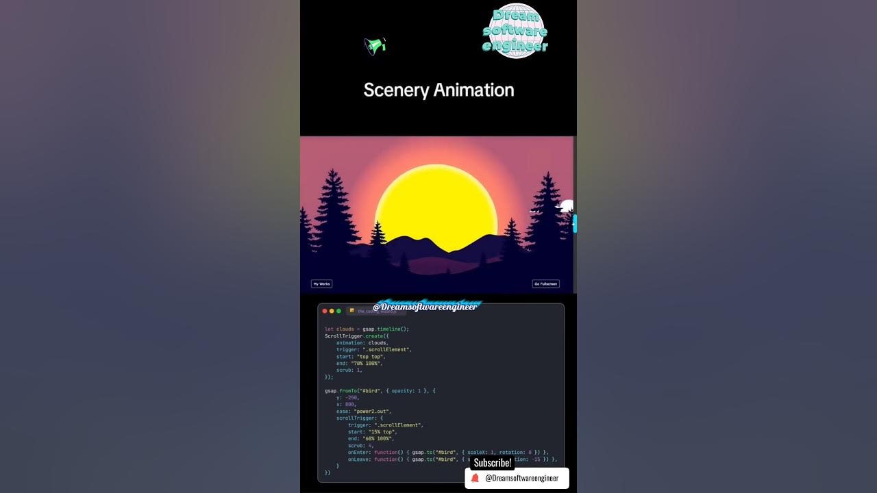 Scenery Animation #tiktok #coding #shortsfeed #fullstackwebdeveloper #python #codingcreator # ...