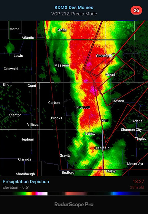 Greenfield Iowa Tornado 🌪️ Doppler Radar May 21, 2024 Base Reflectivity - YouTube