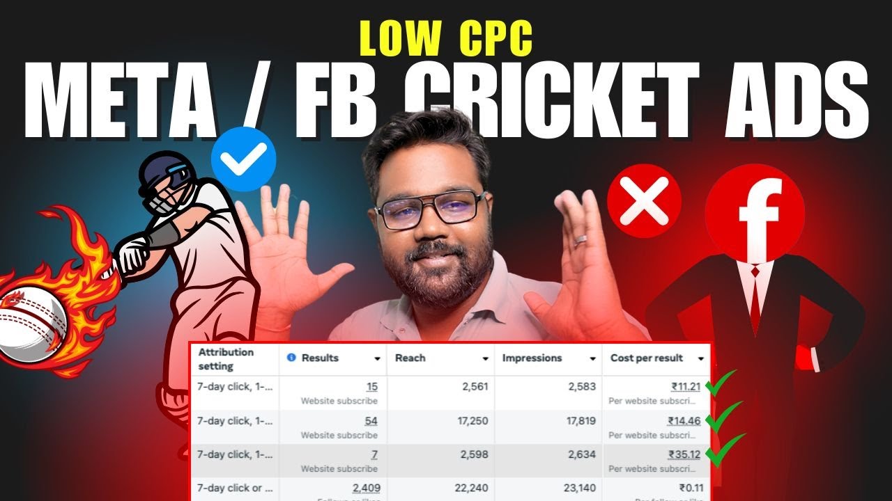 How to get low cpc in facebook Meta ads | Cricket ads CPC kaise kam ...