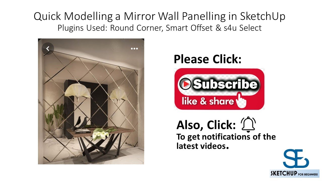 Quick Modelling a Mirror Wall Panel Design in SketchUp - YouTube