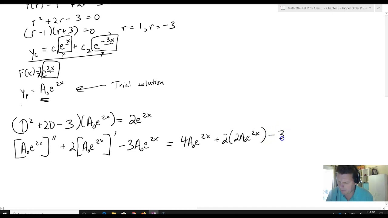 Method of Annihilators- Basic Example and Trial Solutions - YouTube
