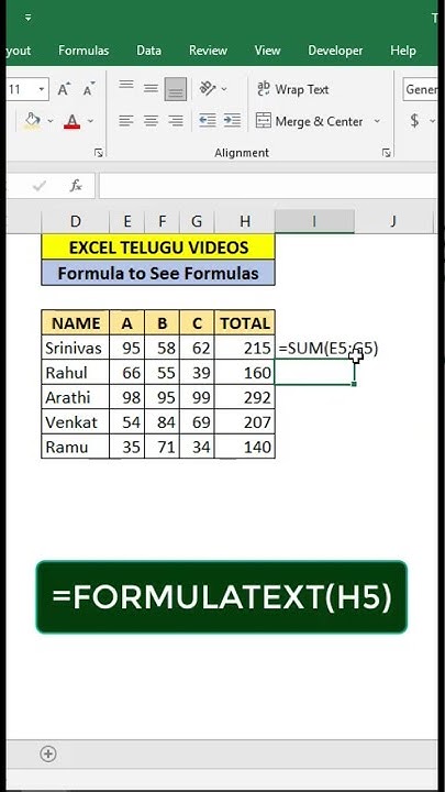 Formula to See the Formulas in Excel (Telugu) | Excel Telugu Videos - YouTube
