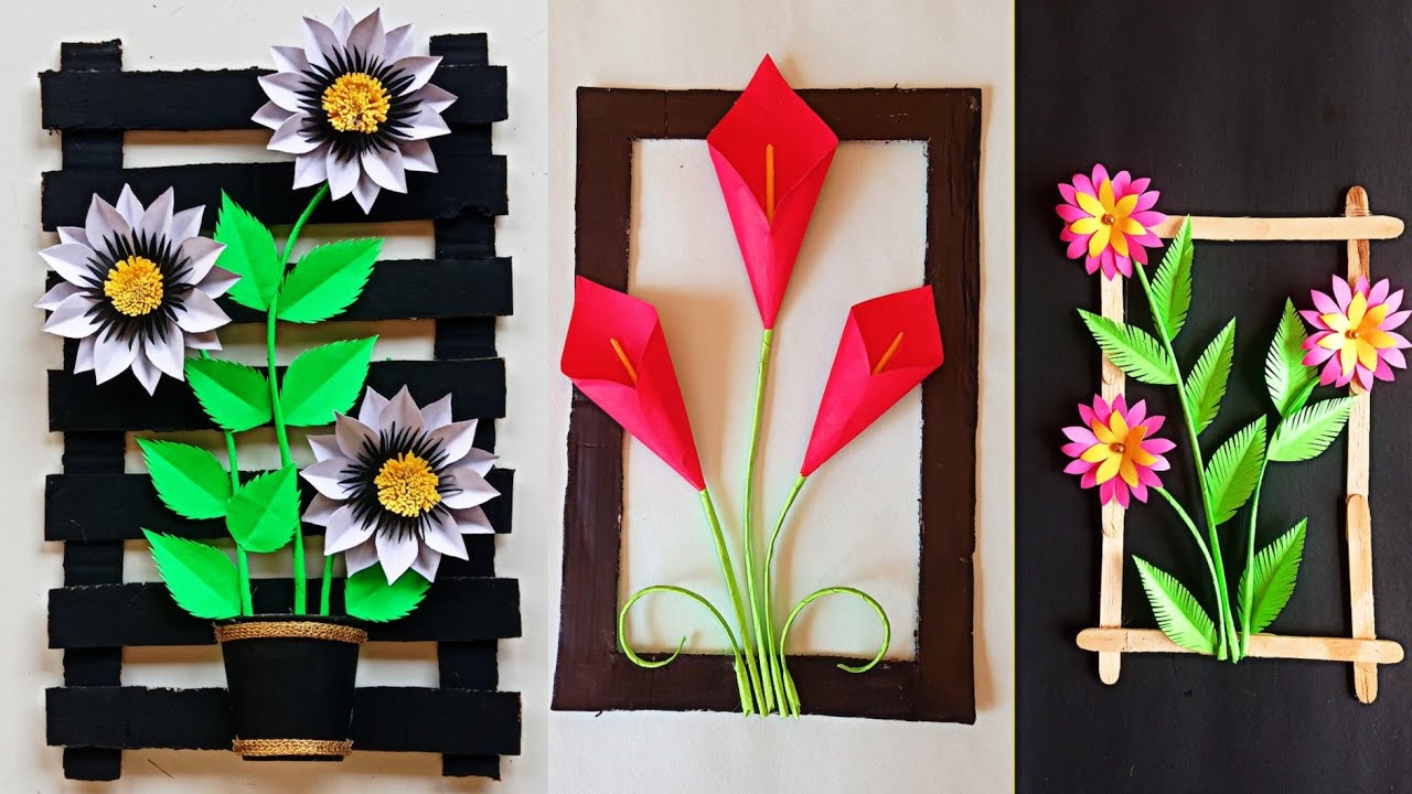 3 Paper Paper Painting Ideas | Home Decoration Flower | Unique Paper ...