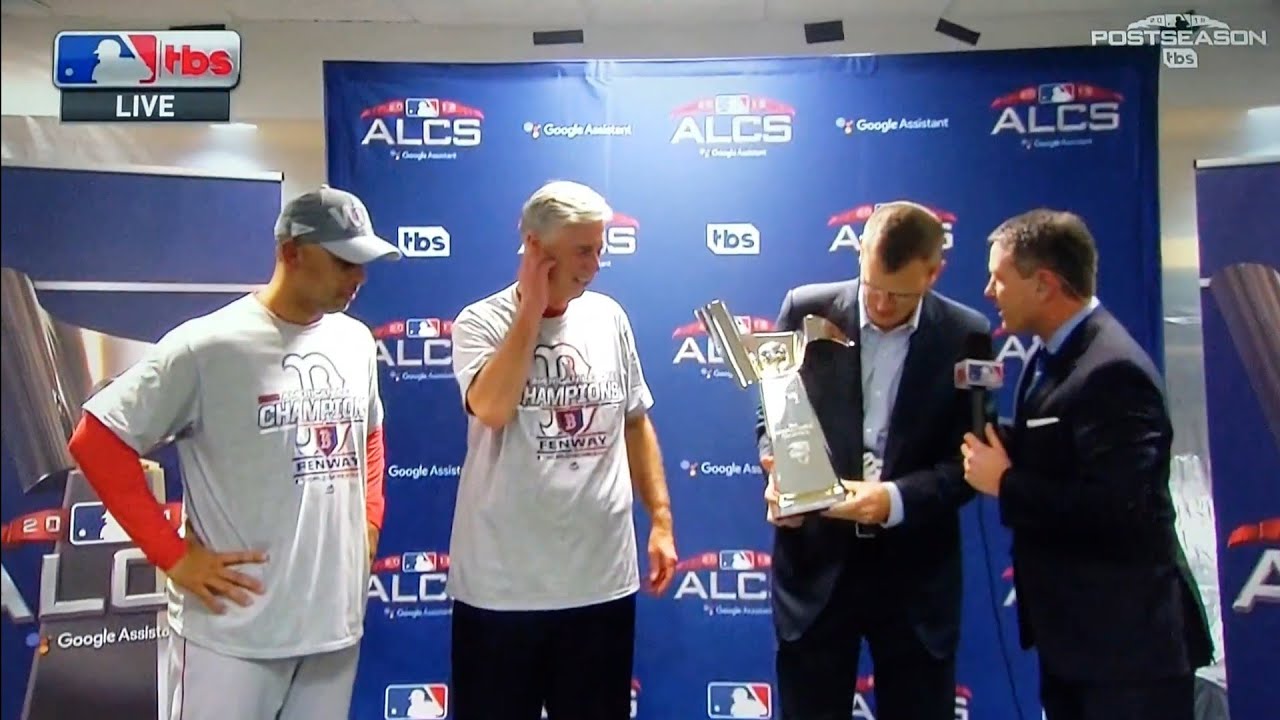 American league championship and MVP trophy presentation 2018 - YouTube