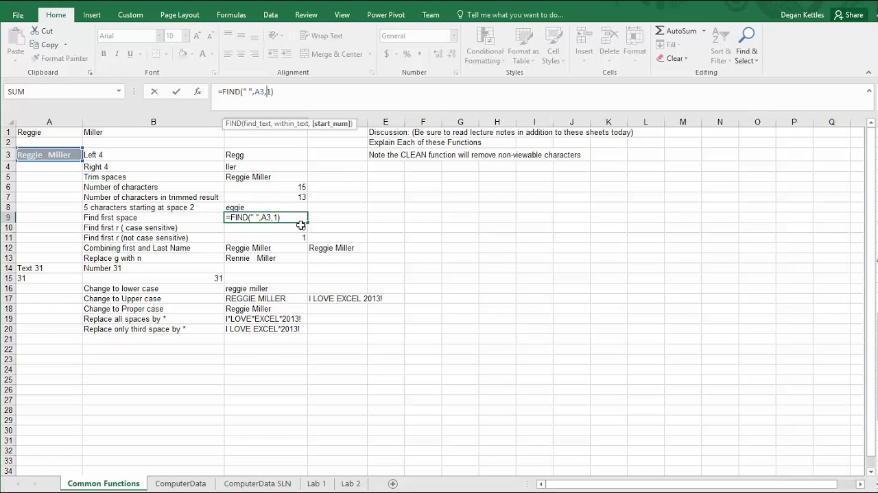 Text Functions In Excel Part 1 Youtube