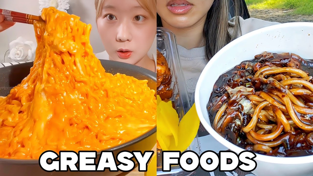MUKBANGERS EATING MOST GREASY FOODS🔥 |ASMR FOOD EATING CHALLENGE - YouTube
