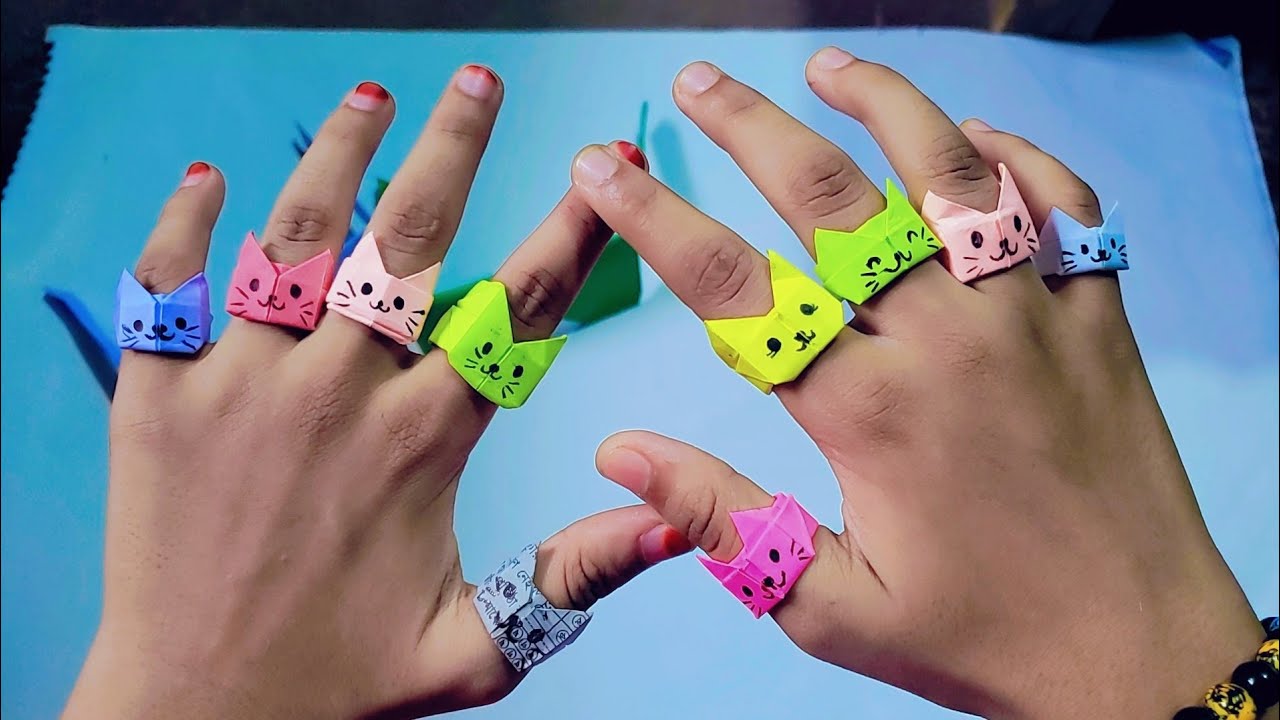 ORIGAMI PAPER CAT RING MAKING. HOW TO MAKE ORIGAMI PAPER CAT RING ...