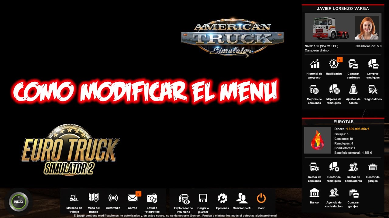 SiSL's FlatUI ATS / ETS2 1.31 a 1.40│Como modificar el menú del ATS y ...