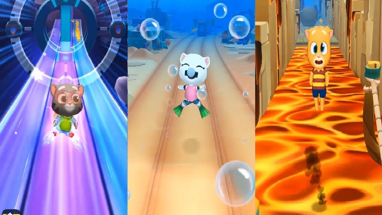 Talking Tom Gold Run TALKING TOM FLY THROUGH SPACE VS Angela in ...