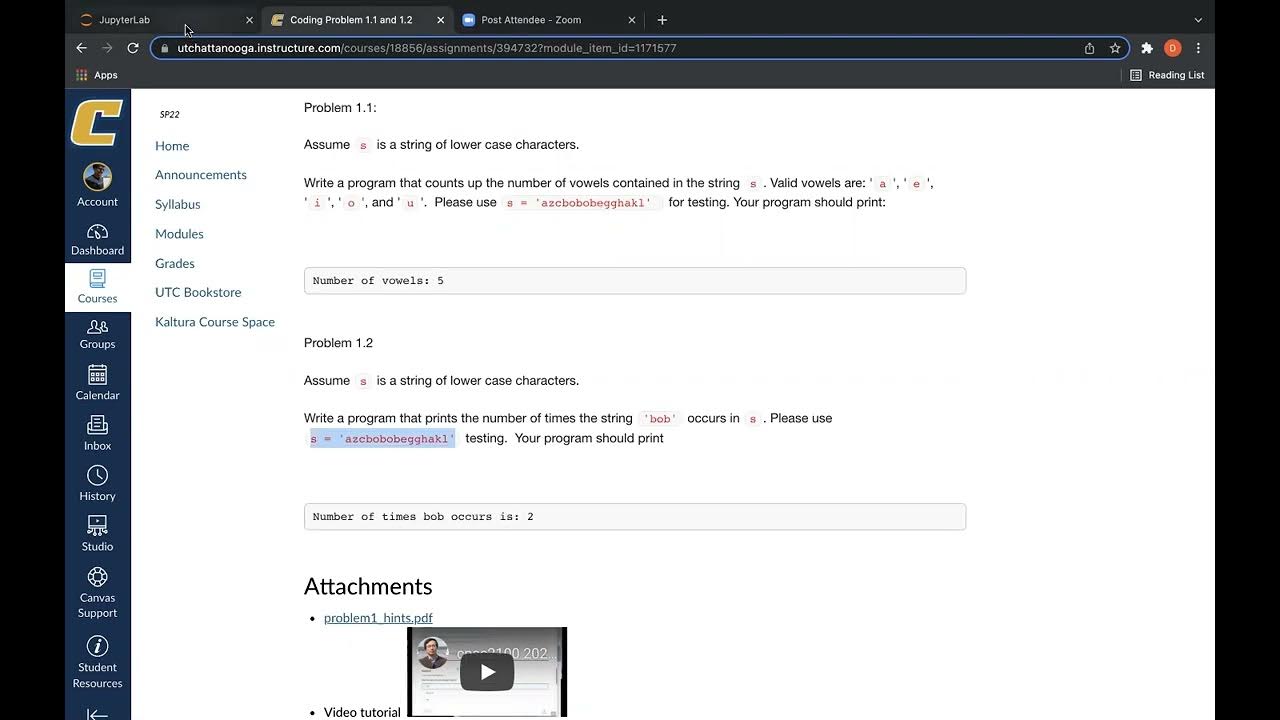 Coding Problems 1.1 and 1.2 CPSC 2100 - YouTube