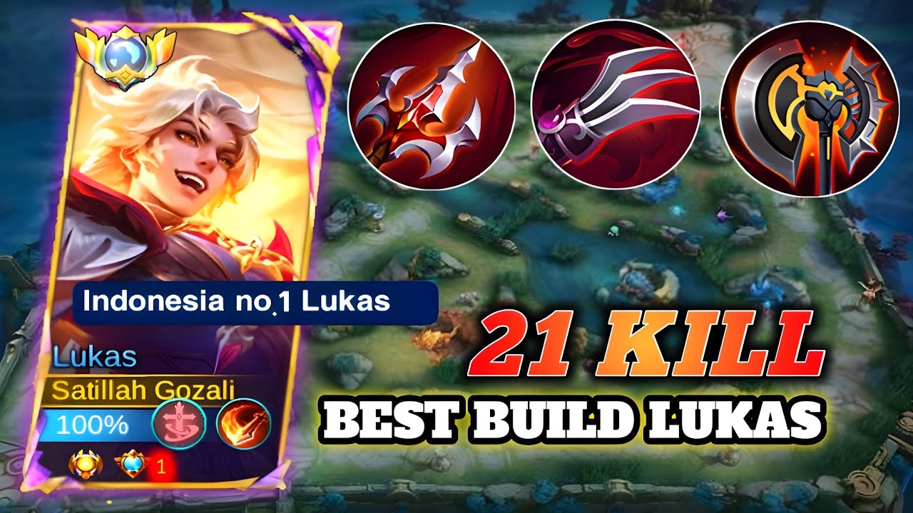 LUKAS ITEM FULL RED SAVAGE GAMEPLAY | BUILD EMBLEM LUKAS TERSAKIT - MOBILE LEGENDS - YouTube