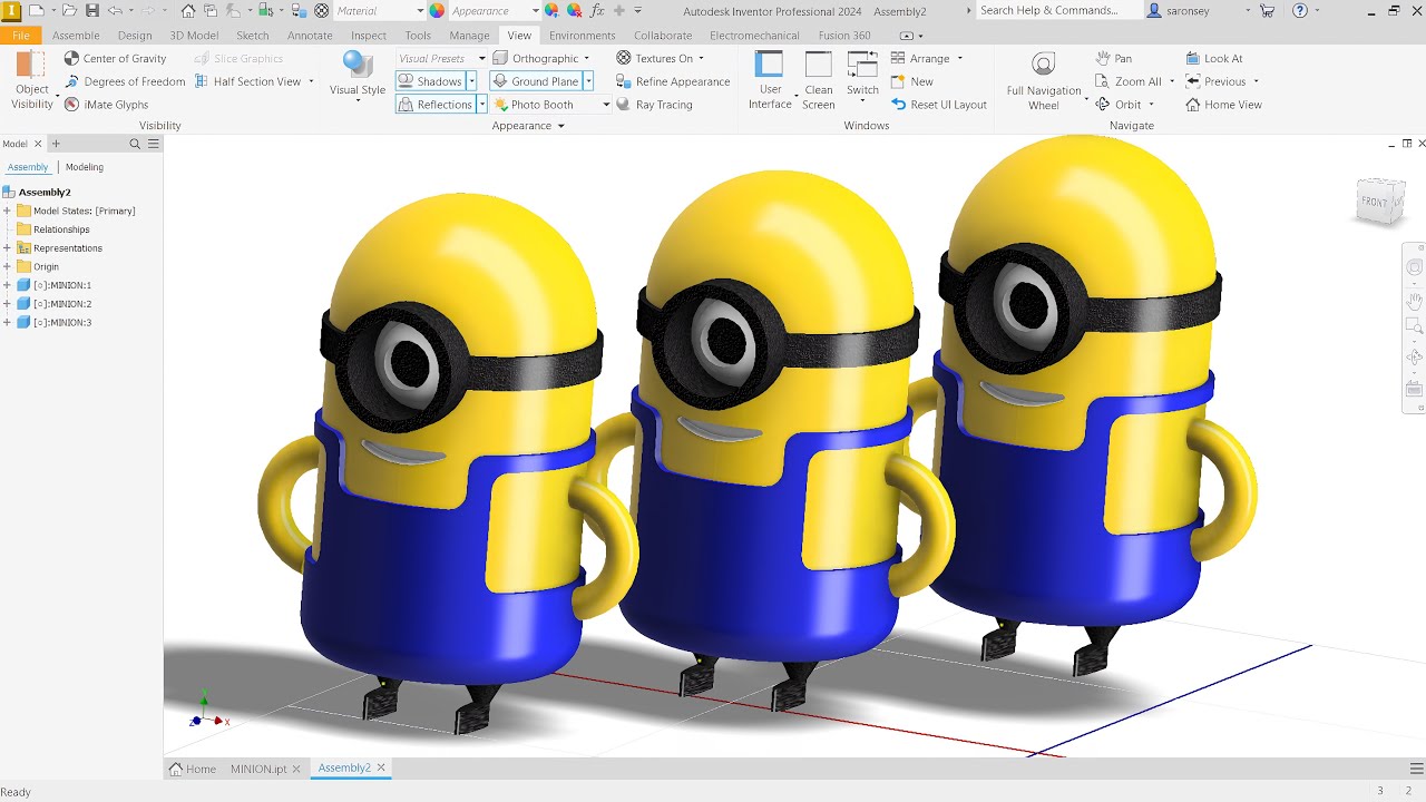 Designing a Minion in Autodesk Inventor: Plane Techniques & Rendering ...