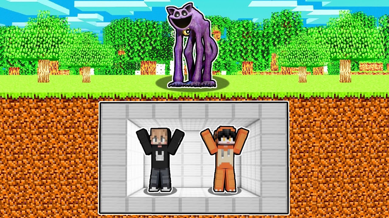 MONSTER CATNAP VS BUNKER PALING AMAN DI MINECRAFT!! - YouTube