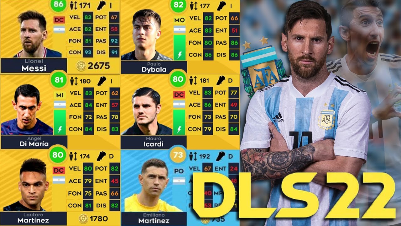 ARGENTINOS en DREAM LEAGUE SOCCER 2022 | ALINEACIÓN ACTUALIZADA DLS 22 ...