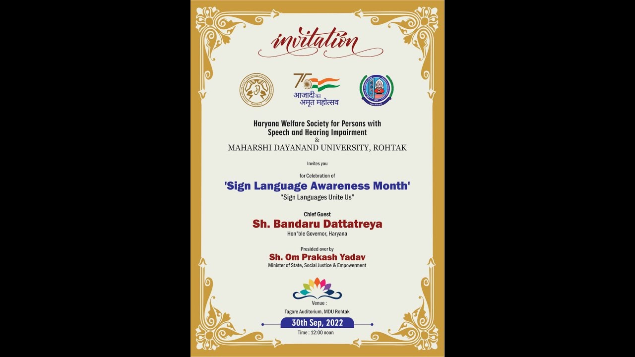 Sign Languages Unite Us on 30.09.2022 at MDU Rohtak - YouTube