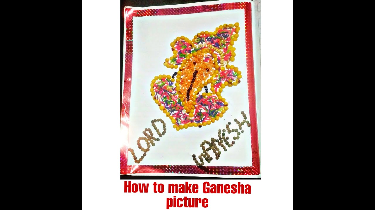 How to make Ganesh picture with rice and dal - YouTube