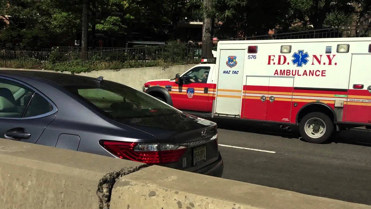 FDNY HAZ TAC AMBULANCE, HAZMAT BATTALION & NYPD UNIT RESPONDING ON FDR ...