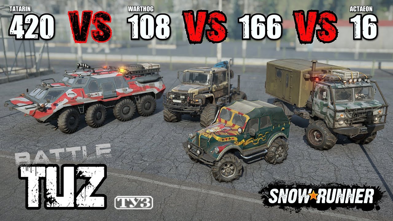 TUZ Trucks Battle | Which is the best TUZ vehicle in SnowRunner? - YouTube