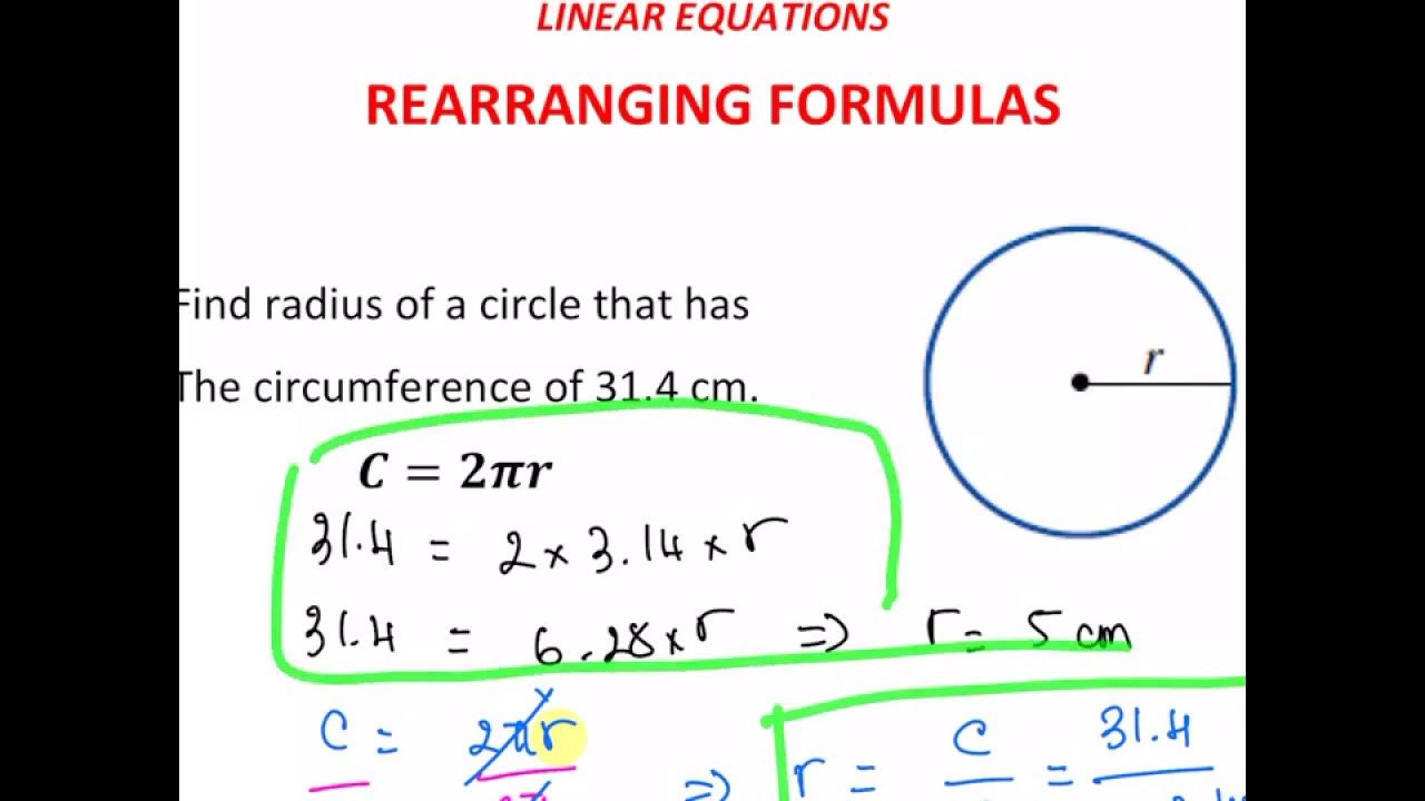 Linear Equations - Rearranging Formulas - YouTube