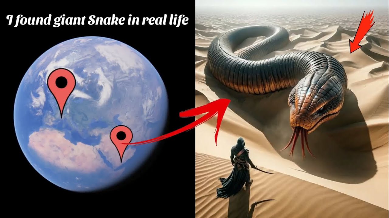 i found giant strange snake in real life on Google map and google earth ...