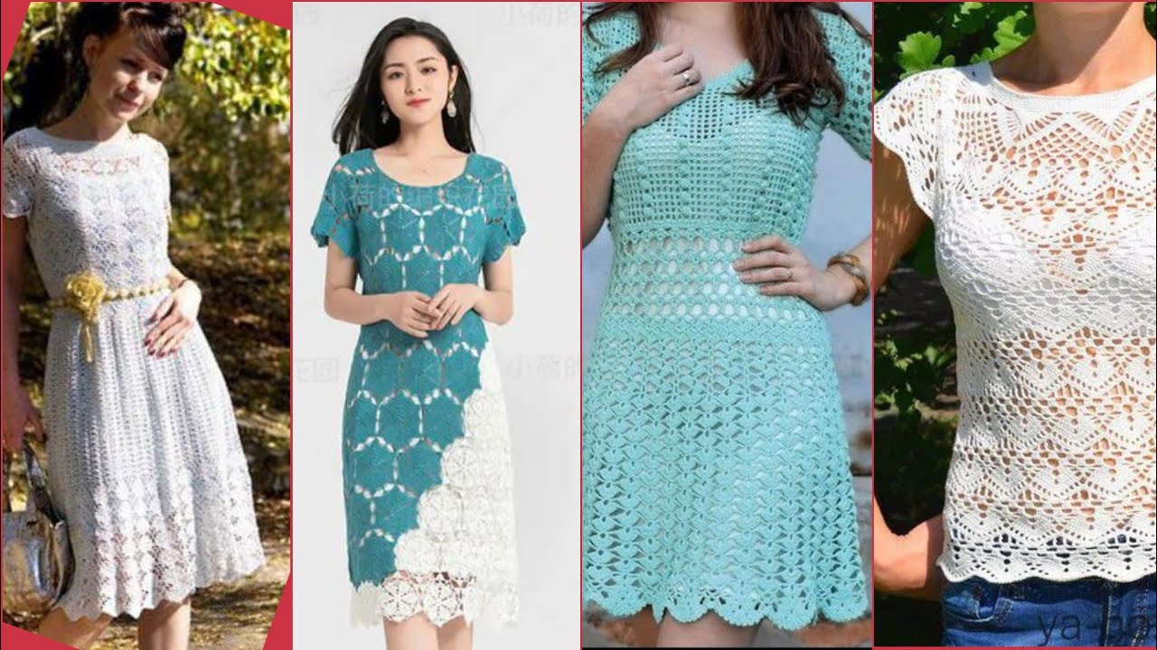 Latest top 50 crochet skater dresses leaf patterns designes ideas - YouTube
