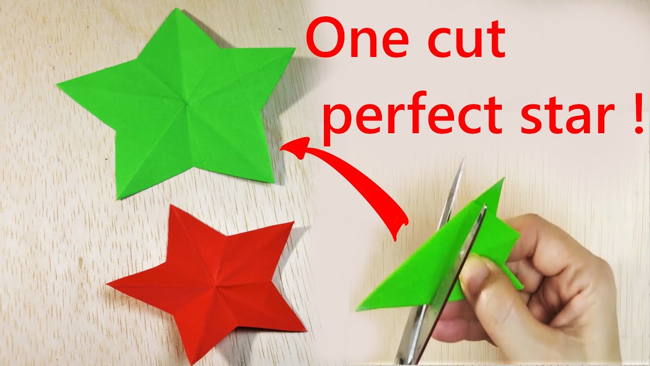 How to cut a perfect paper star ( 1 cut ) / @appleart&craft - YouTube