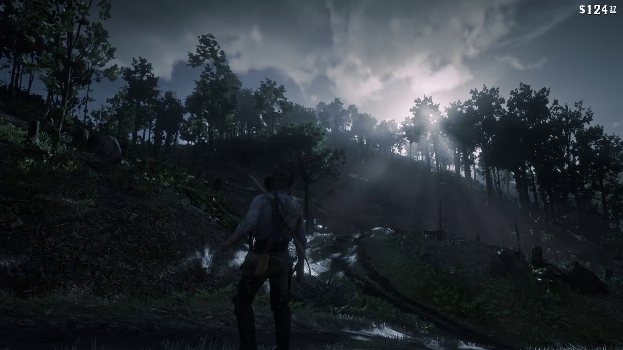 [RDR2] moonlight through trees at Roanoke Ridge - YouTube