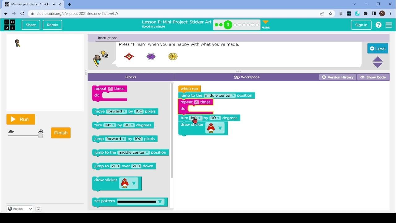 L11-3 |Code.org | Express-2021 | Lesson 11:Mini-Project: Sticker Art ...