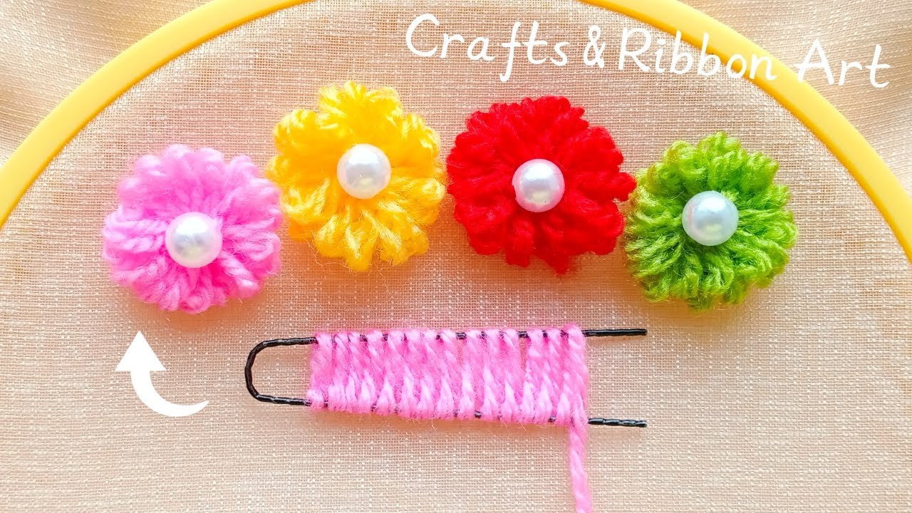 How Cute 💖🌟 Easy Hairpin Idea To Make Pretty Yarn Flowers - You'll Love ...