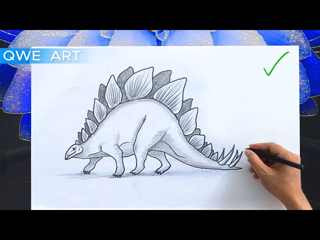 Dinosaur Drawing - Draw a Stegosaurus Dinosaur 🦕 - Videos For Kids
