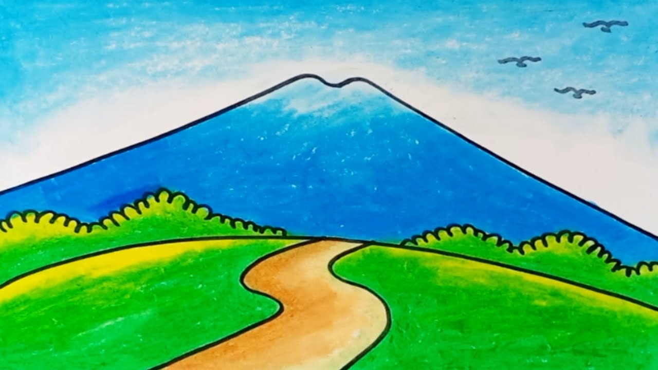 How to Draw Mountain Scenery Easy Step by Step |Drawing Mountain ...