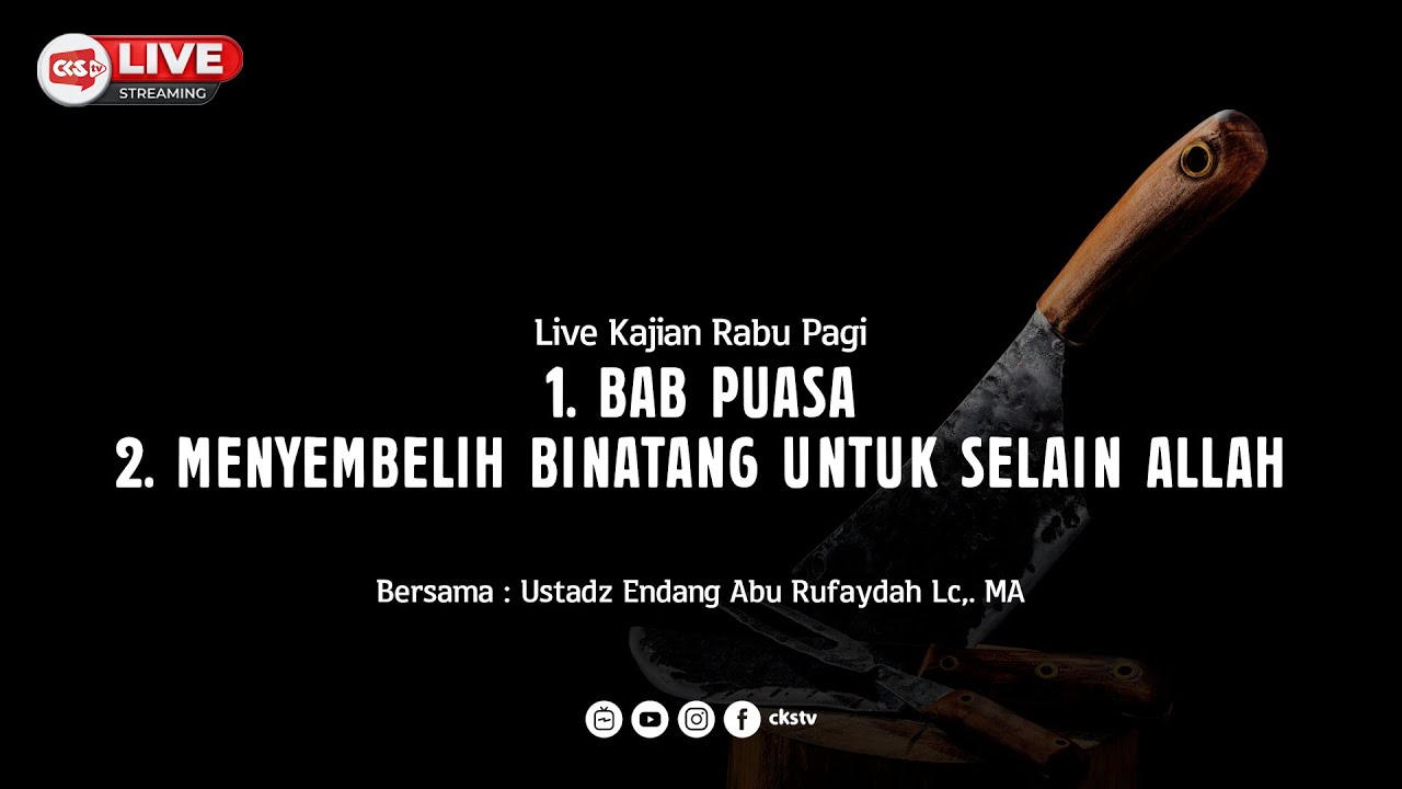🔴🔴 [[ LIVE ]] 1. BAB PUASA | 2. BAB MENYEMBELIH BINATANG UNTUK SELAIN ...