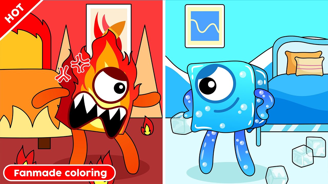 Fire NB 1 VS Water NB 1 | Numberblocks Fanmade Coloring Story - YouTube