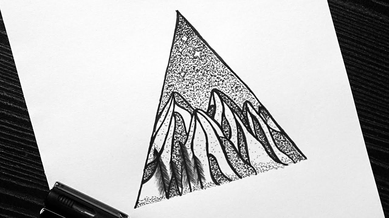 Mountain Scenery Drawing || How To Draw Scenery Of Mountain || Doodle Art - YouTube