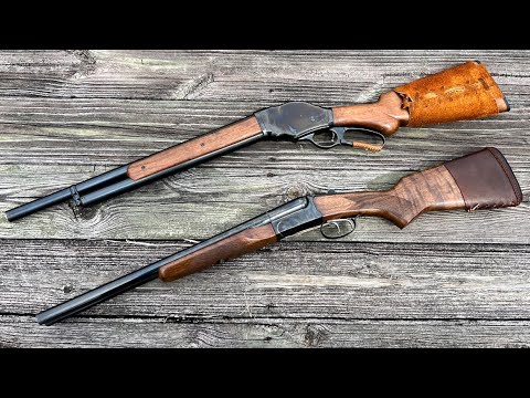 Shooting Cowboy Shotguns 1887 & Double Barrel Coach Gun - YouTube