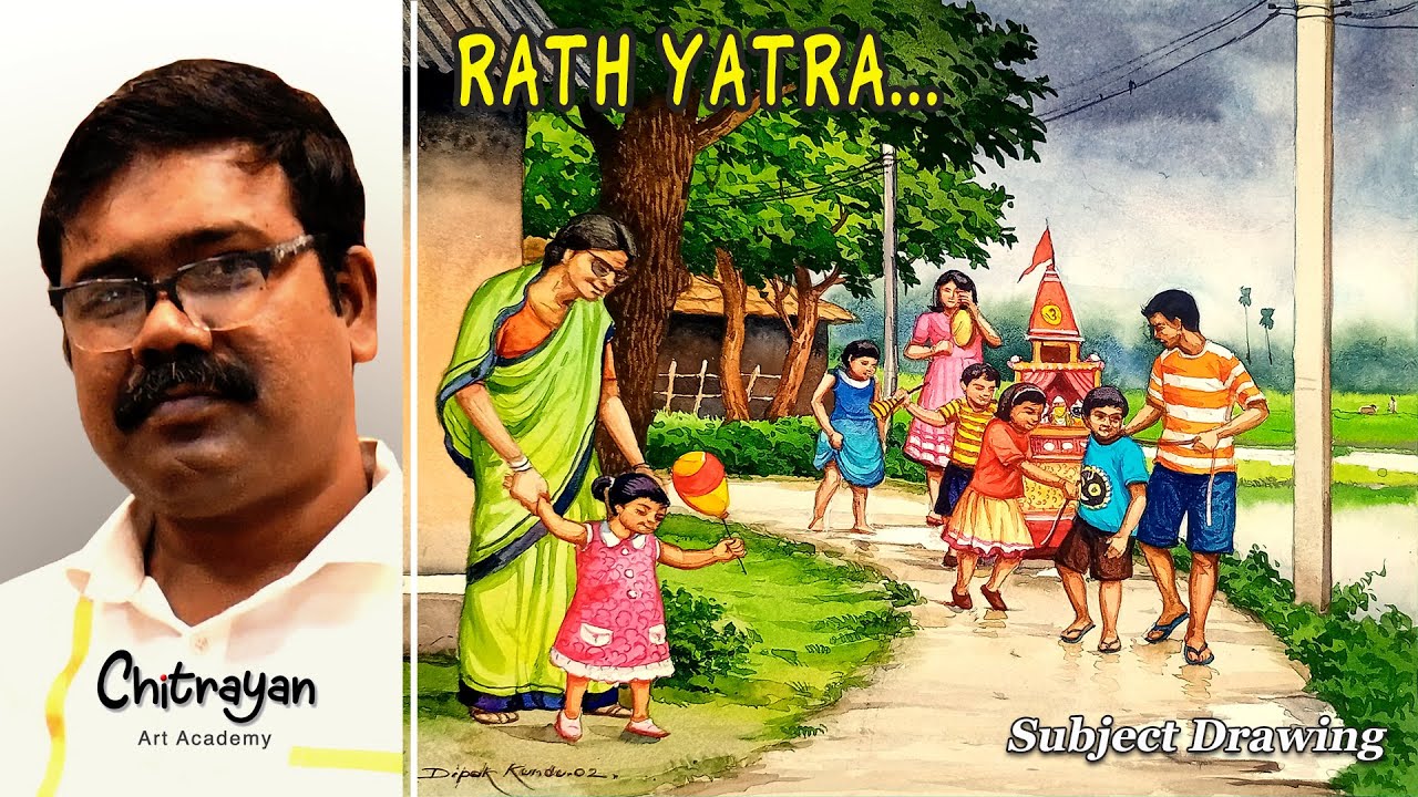Rath Yatra Drawing | Rath Yatra Scenery Drawing Step By Step | Rath ...