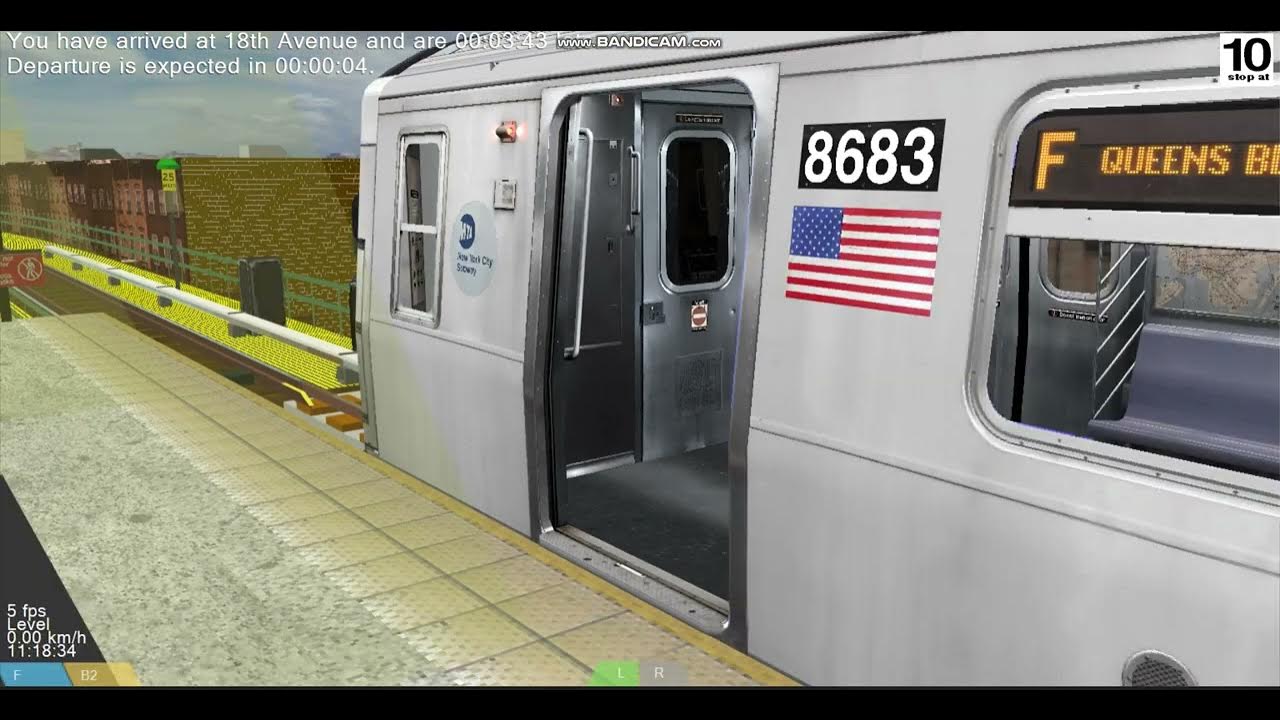 OpenBVE Release R160A Alstom F Train Arriving & Departing at 18th Avenue - YouTube