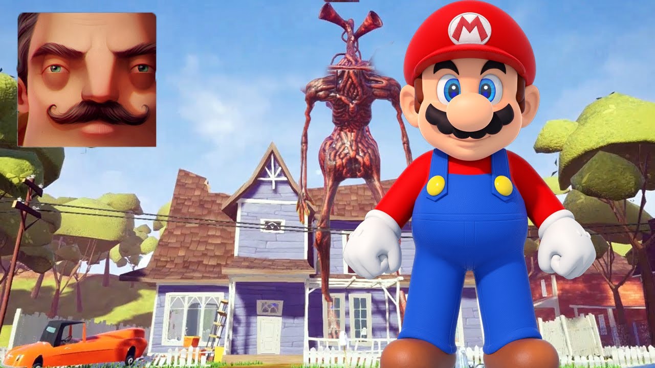 Hello Neighbor - My New Neighbor Mario Act 2 Trampoline Gameplay ...