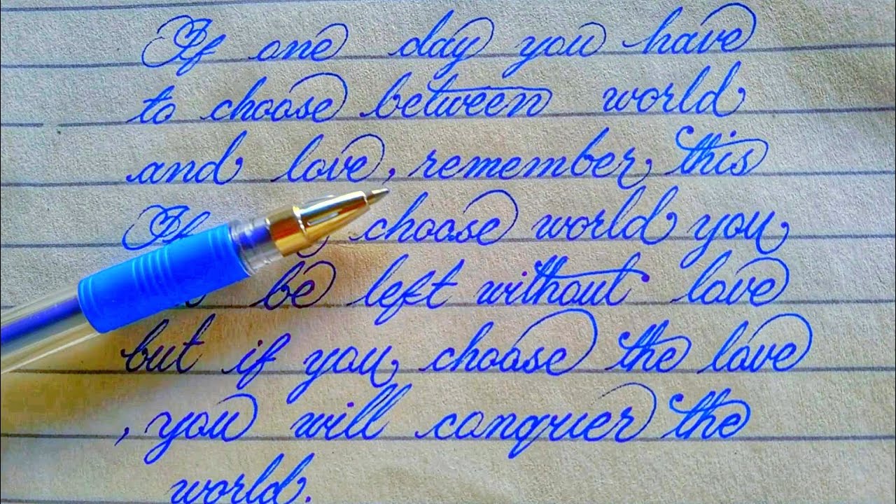 Beautiful english calligraphy writing||English handwriting with gel pen ...