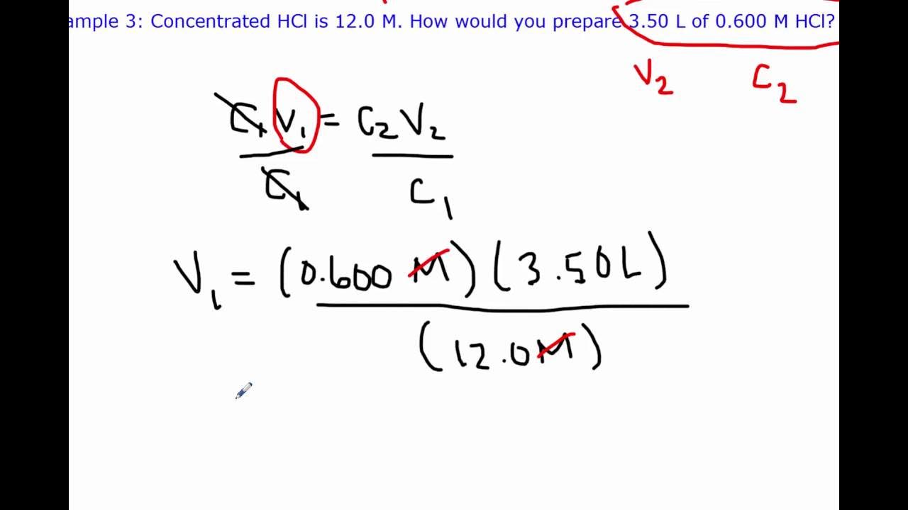 Chemistry 11: Dilution Calculations: Solving for Initial Volume Example 3 - YouTube