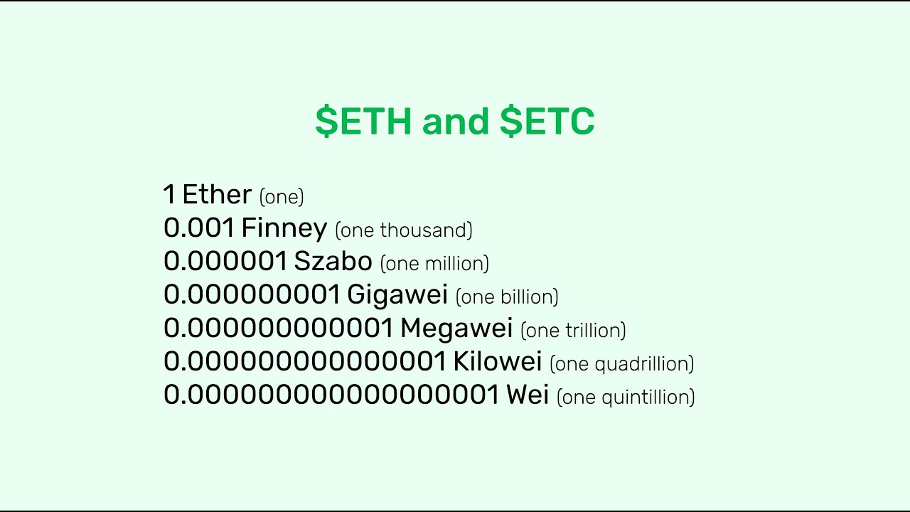 The Units and Denominations of Ethereum and Ethereum Classic - YouTube