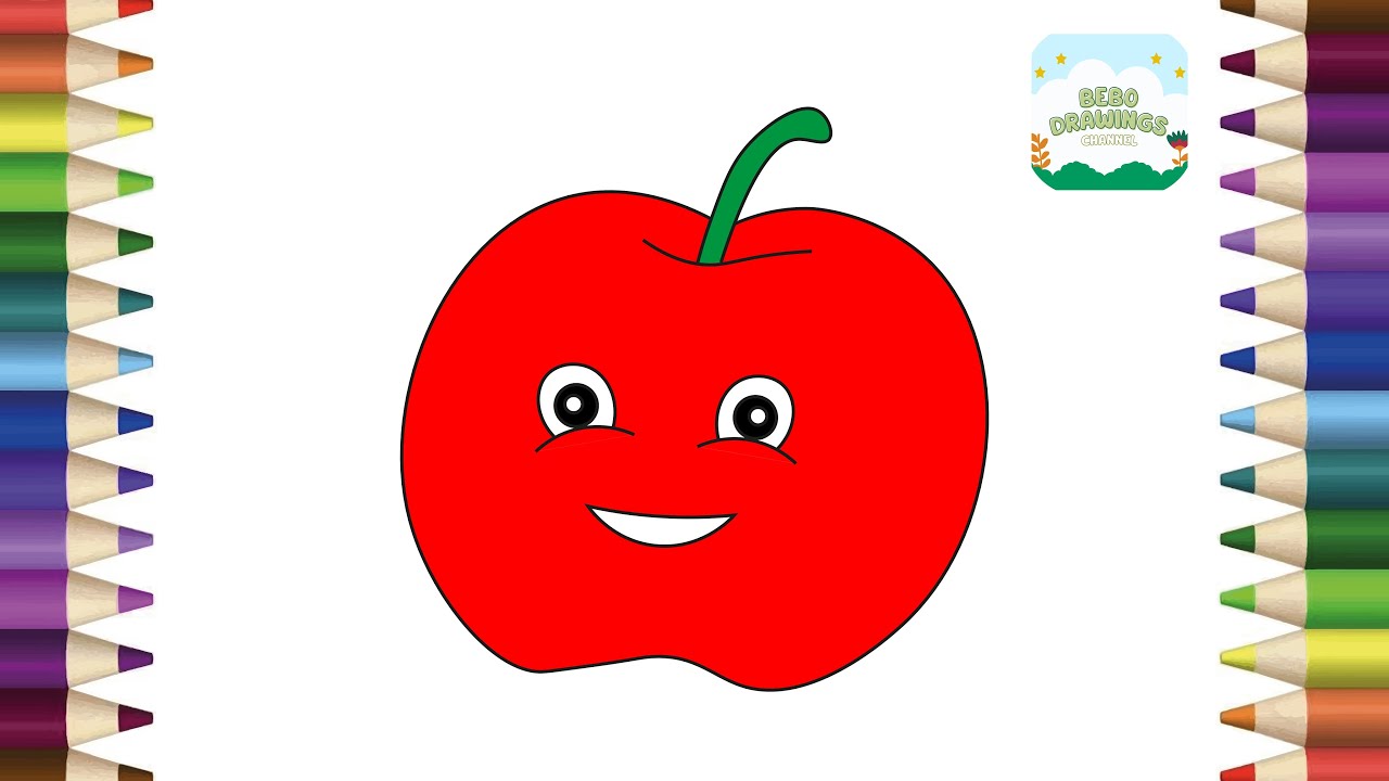 How To Draw A Cute Apple Easy Step By Step | Apple Drawing - YouTube