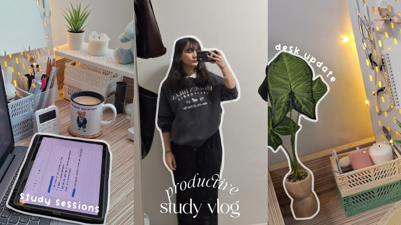 PRODUCTIVE STUDY VLOG: library study session, first week of term, new stationery haul, desk ...