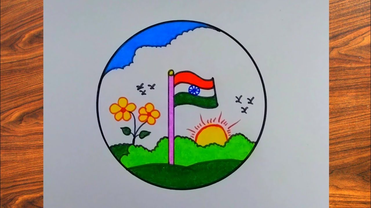 Vrey Easy India Flag Drawing || Republic day drawing || Indian Flag ...
