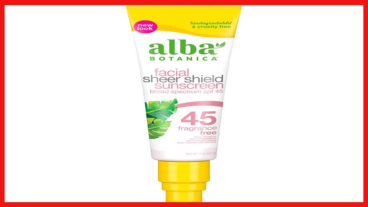 Alba Botanica Facial Sunscreen Lotion, SPF 45, Fragrance Free, 2 Oz ...