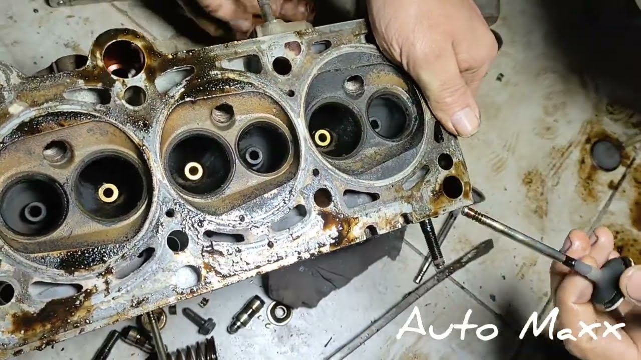 skoda 1.6 mpi engine head disassembly & valves removal .. فك وش سلندر وصبابات سكودا/جيتا/سيات ...